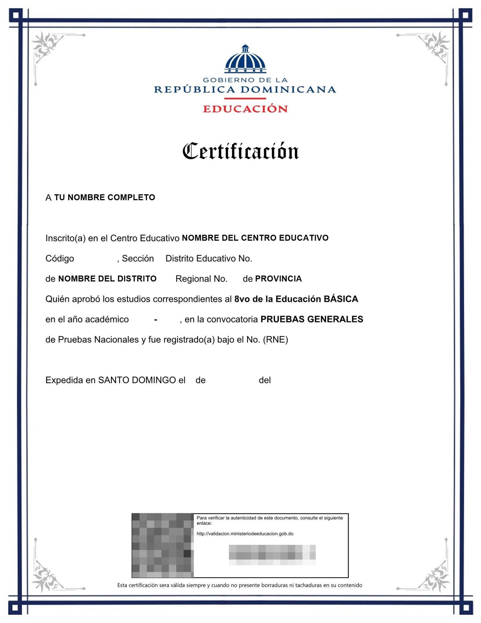 Certificado de Octavo del MINERD: Solicita tu diploma 2024